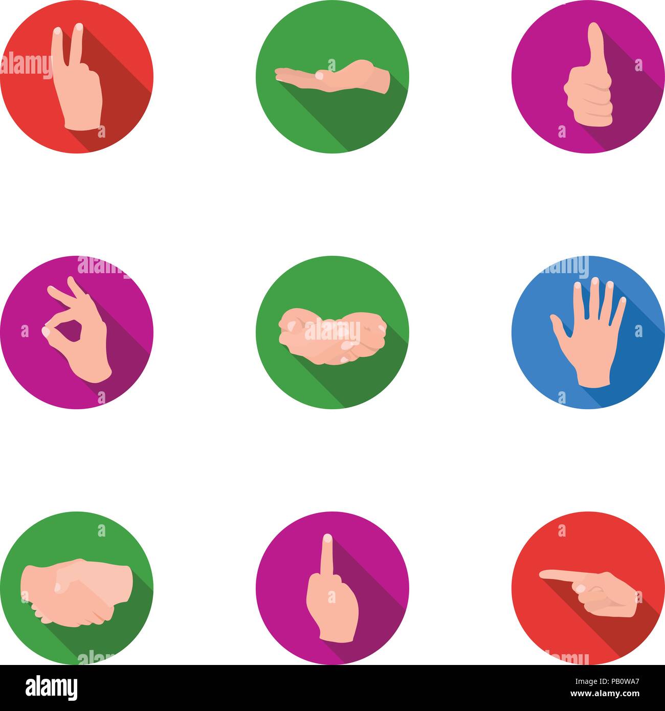 Hand gestures set icons in flat style. Big collection of hand gestures vector symbol stock Stock ...