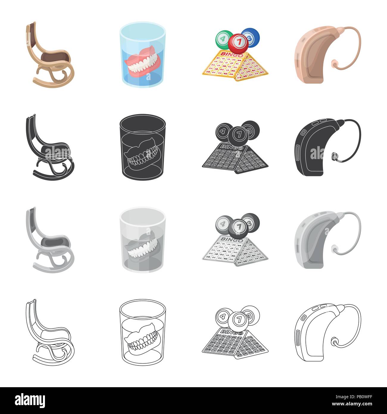 Human old age cartoon icons in set collection for design. Pensioner ...