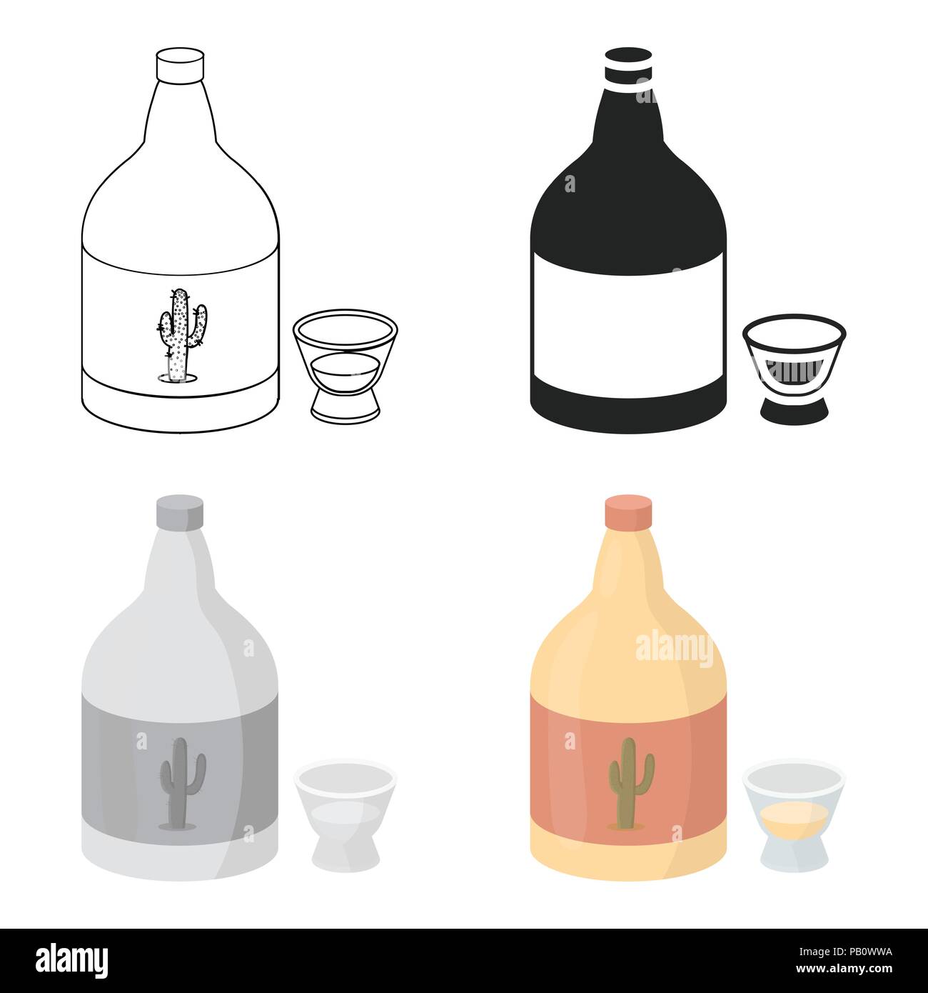 Tequila icon in cartoon style isolated on white background. Alcohol ...