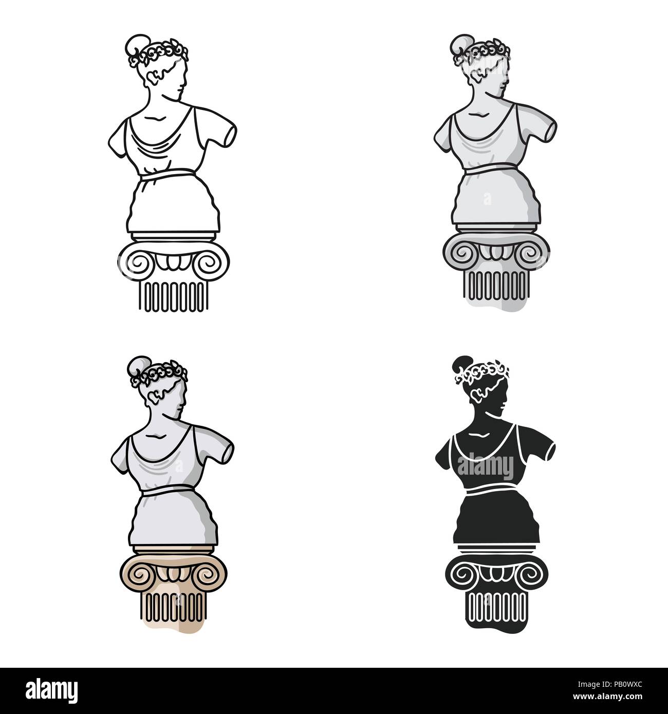 Statue icon in cartoon style isolated on white background. Museum ...