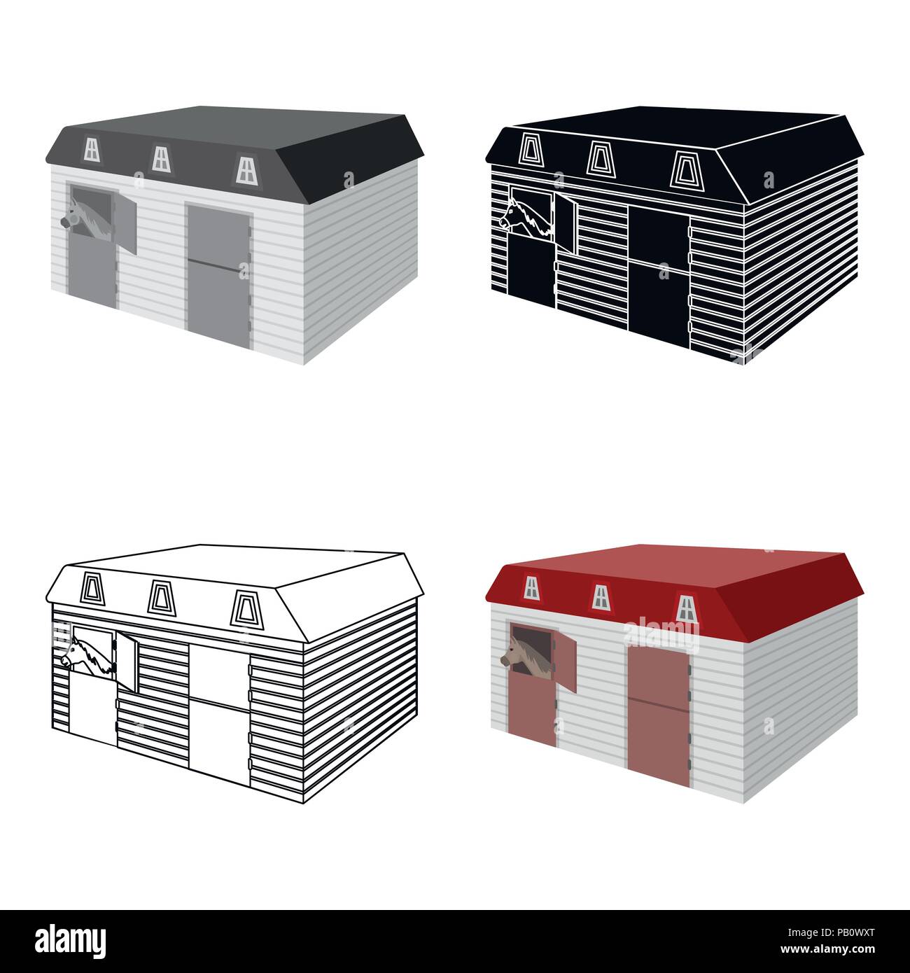 The stable building at the racetrack. Stable room single icon in ...