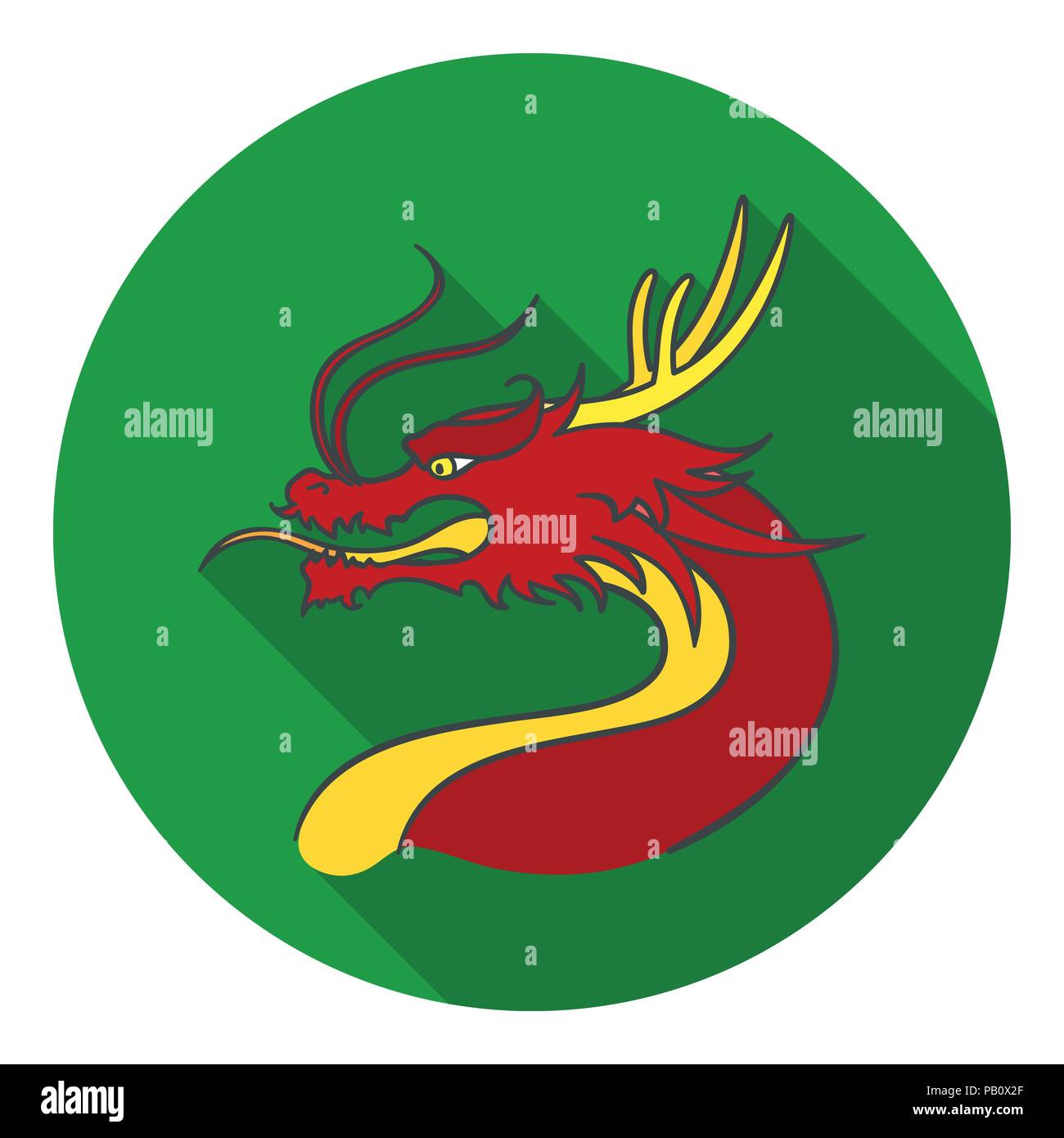 Dragon icon in flat style isolated on white background. South Korea ...