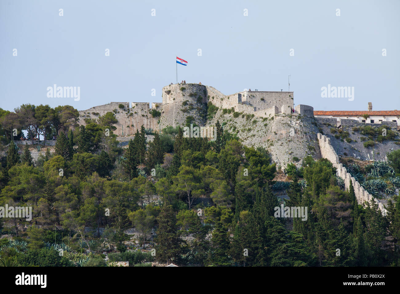 The castle fortification looking over Hvar, Croatia Stock Photo - Alamy
