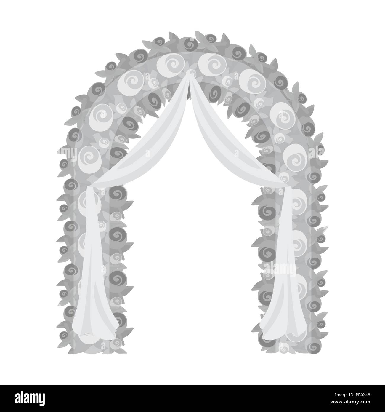 Floral wedding arch icon in monochrome style isolated on white ...