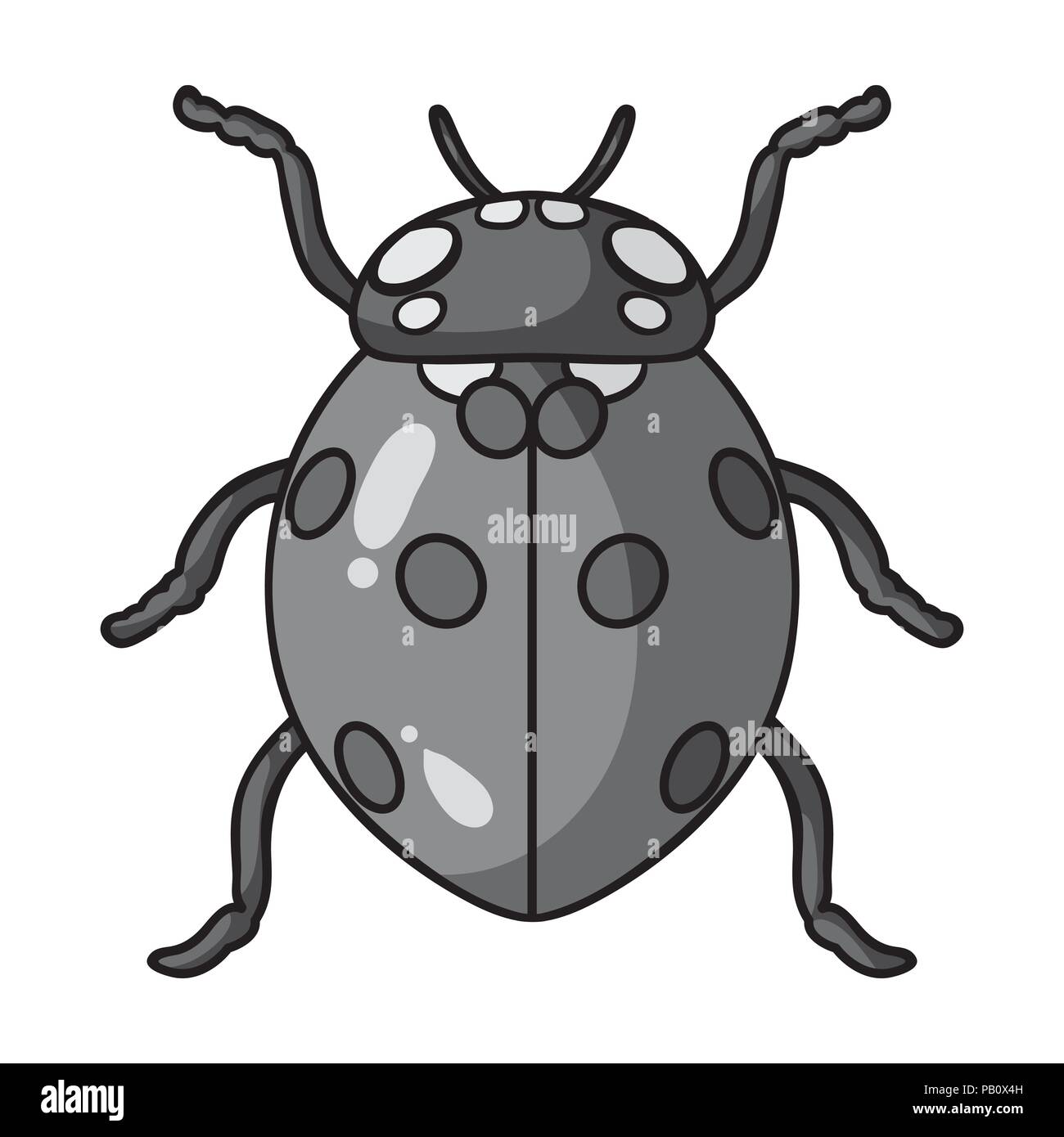 Ladybug icon in monochrome design isolated on white background. Insects ...