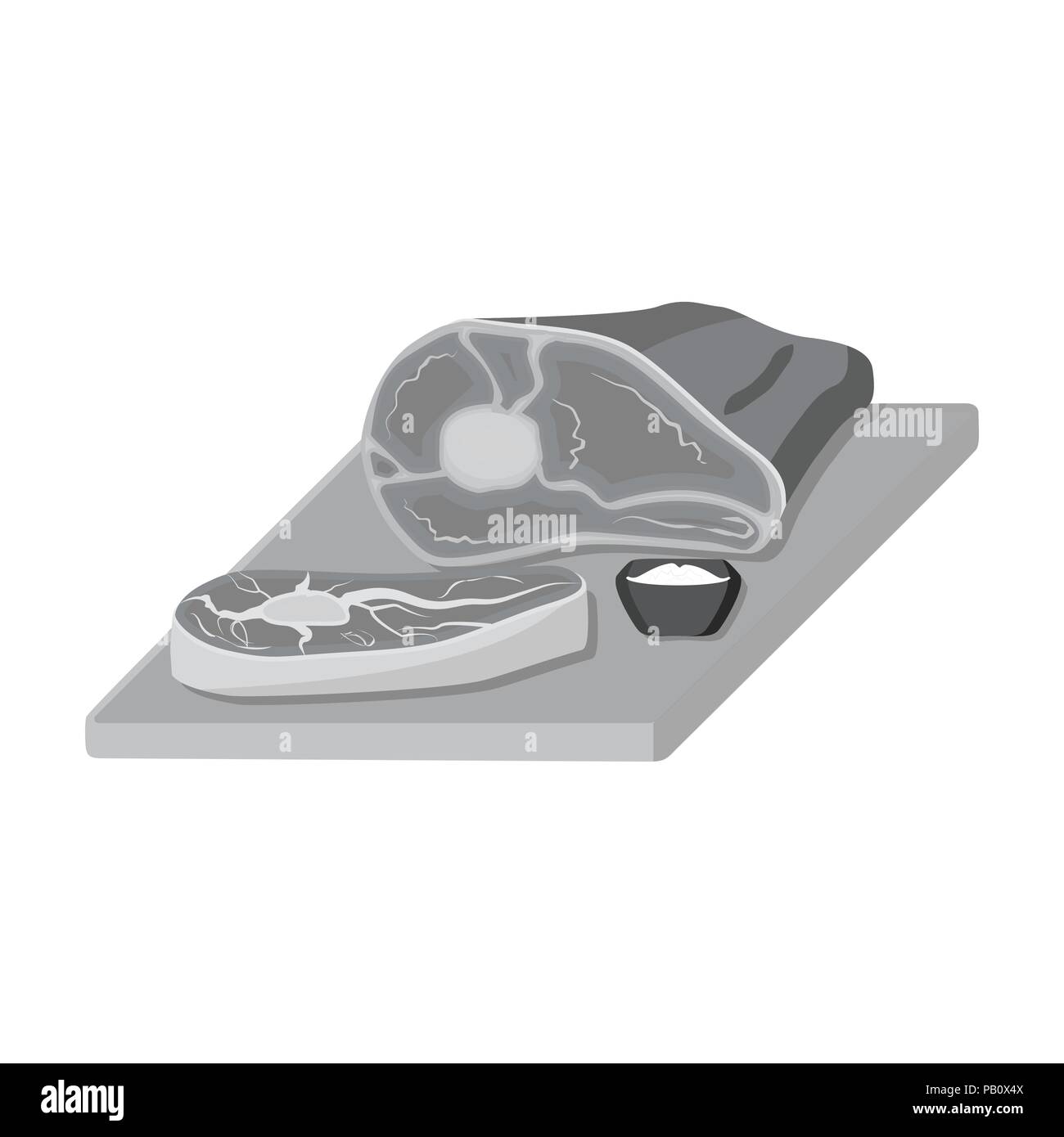 Sliced meat on the cutting board icon in monochrome design isolated on ...