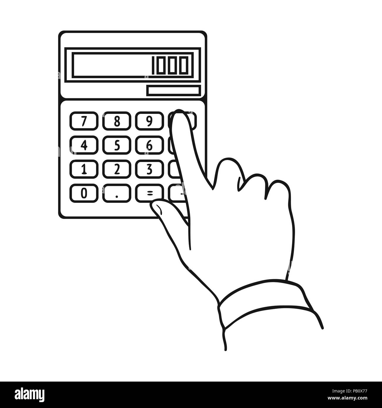 Calculation icon in outline style isolated on white background. Money ...
