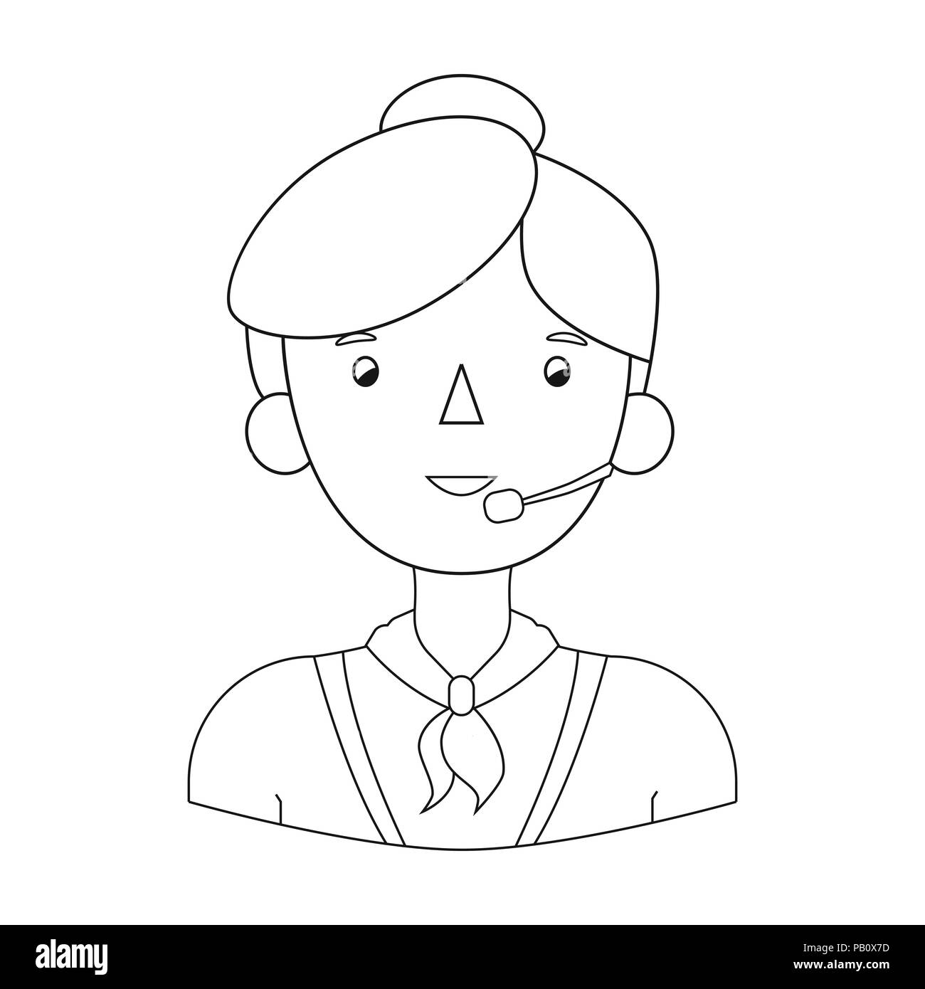 Call center operator icon in outline style isolated on white background ...