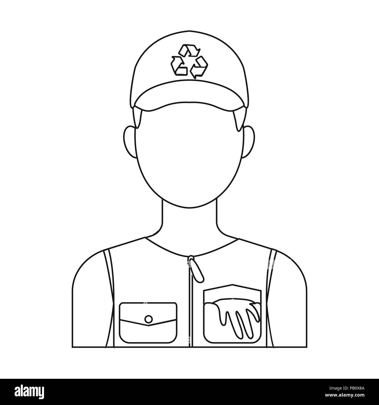 Waste collector icon in outline style isolated on white background ...