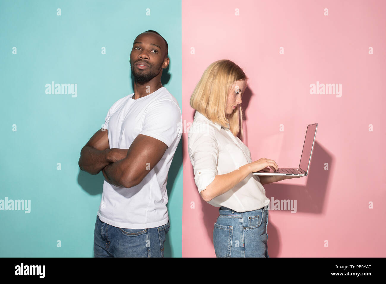 Businesswoman hugging laptop. Love to computer concept. Attractive ...