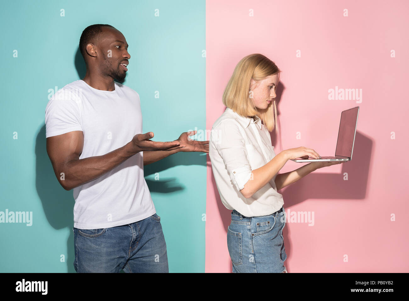 Businesswoman hugging laptop. Love to computer concept. Attractive ...