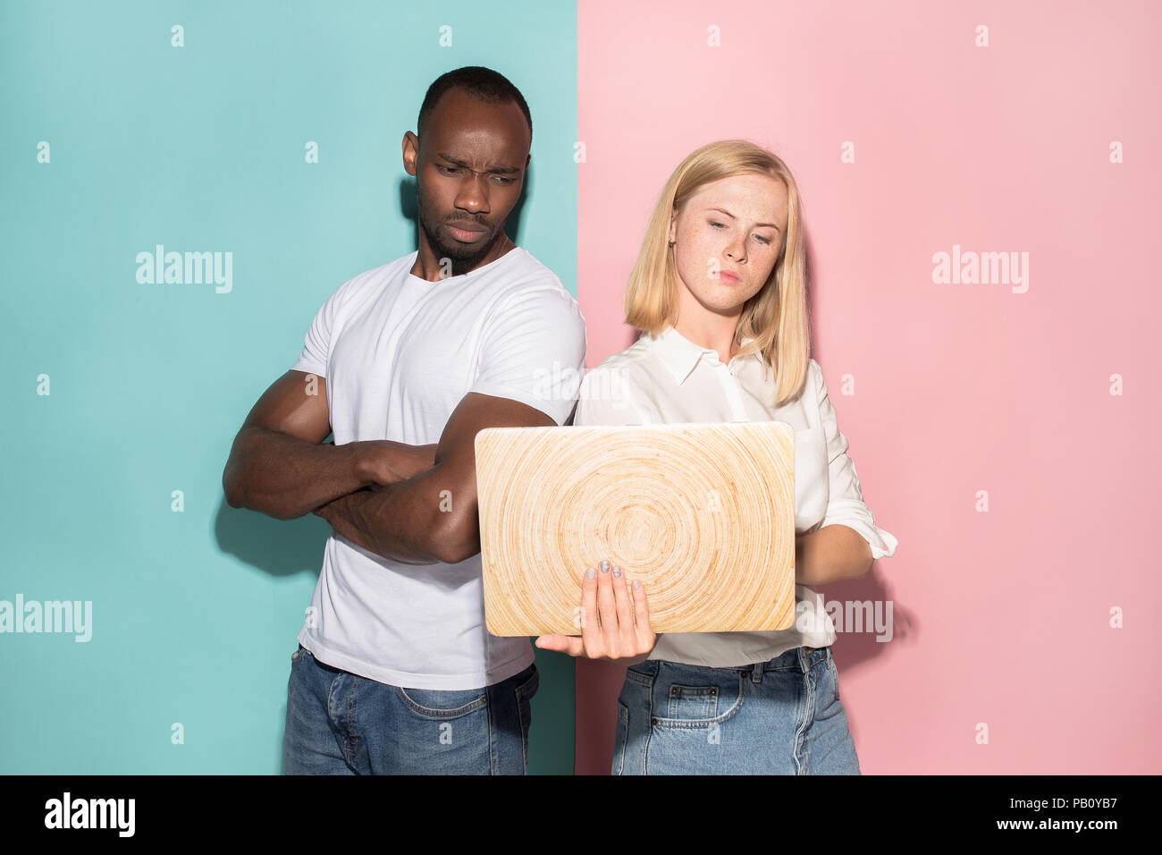 Businesswoman hugging laptop. Love to computer concept. Attractive ...