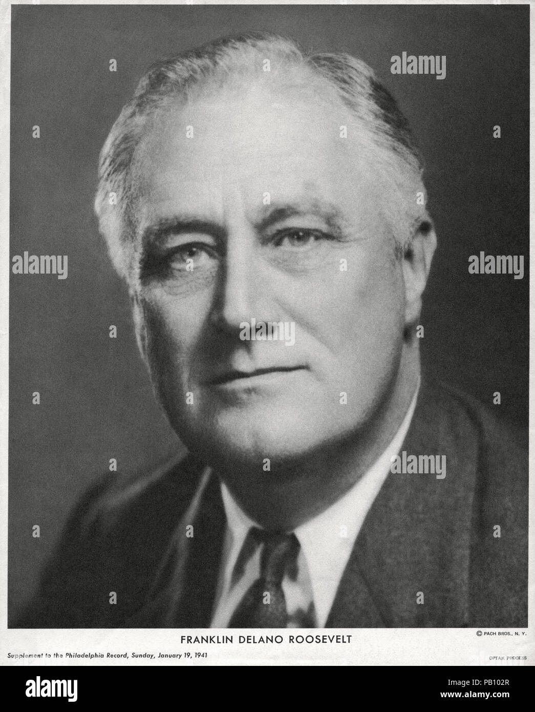 U.S. President Franklin Delano Roosevelt, Head and Shoulders Portrait ...