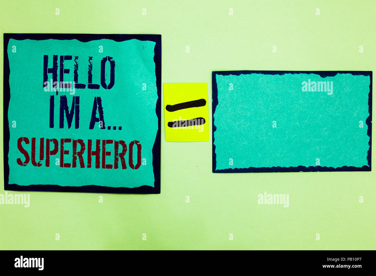 Handwriting text writing Hello I am A ... Superhero. Concept meaning ...