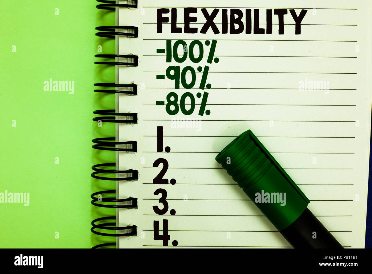 Handwriting text Flexibility 100 90 80. Concept meaning How much ...