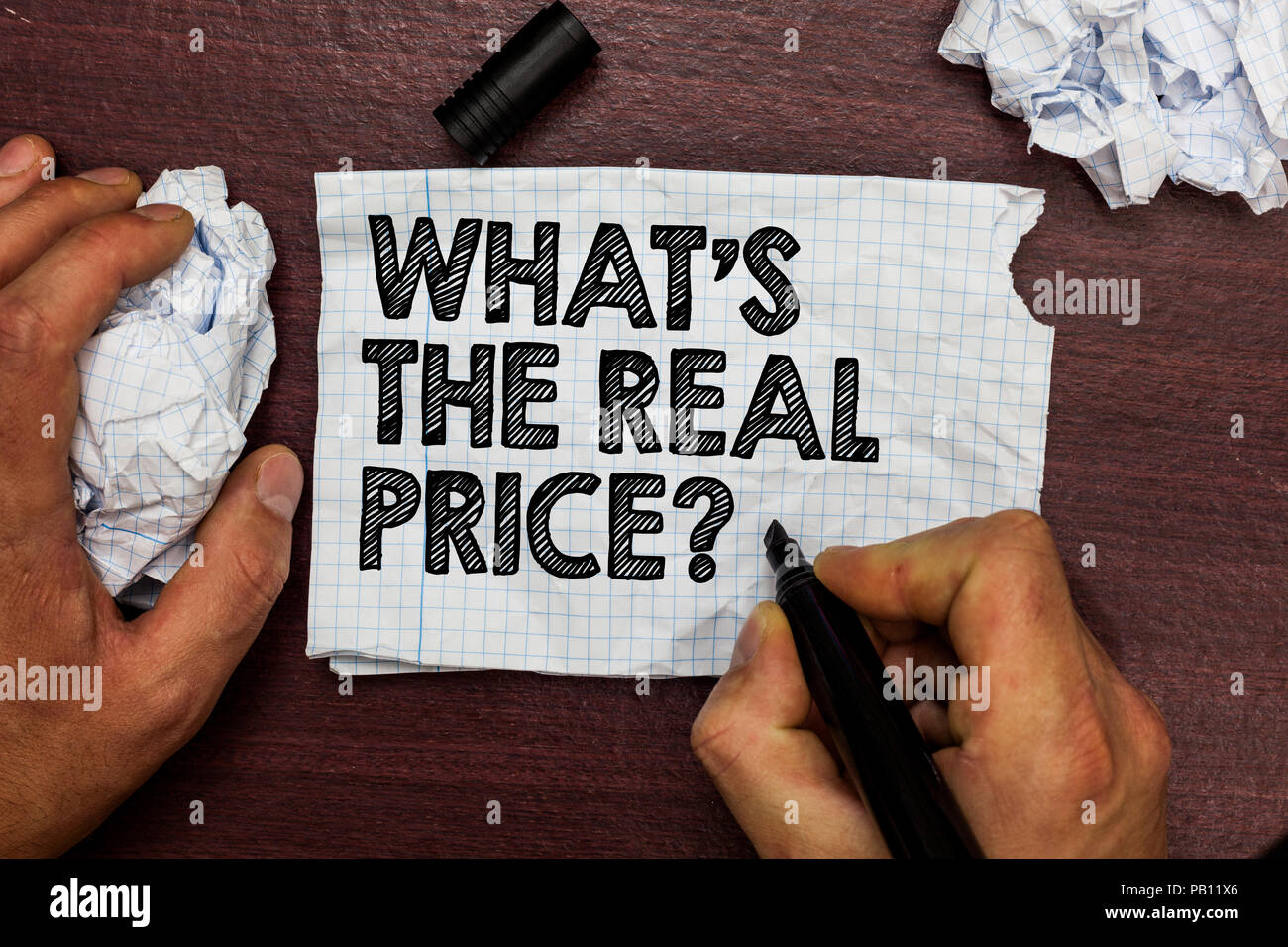 Conceptual hand writing showing What s is The Real Price question ...