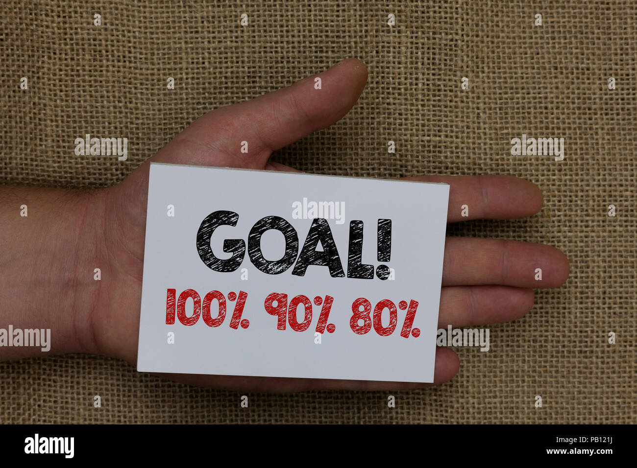 Writing note showing Goal 100 90 80. Business photo showcasing ...