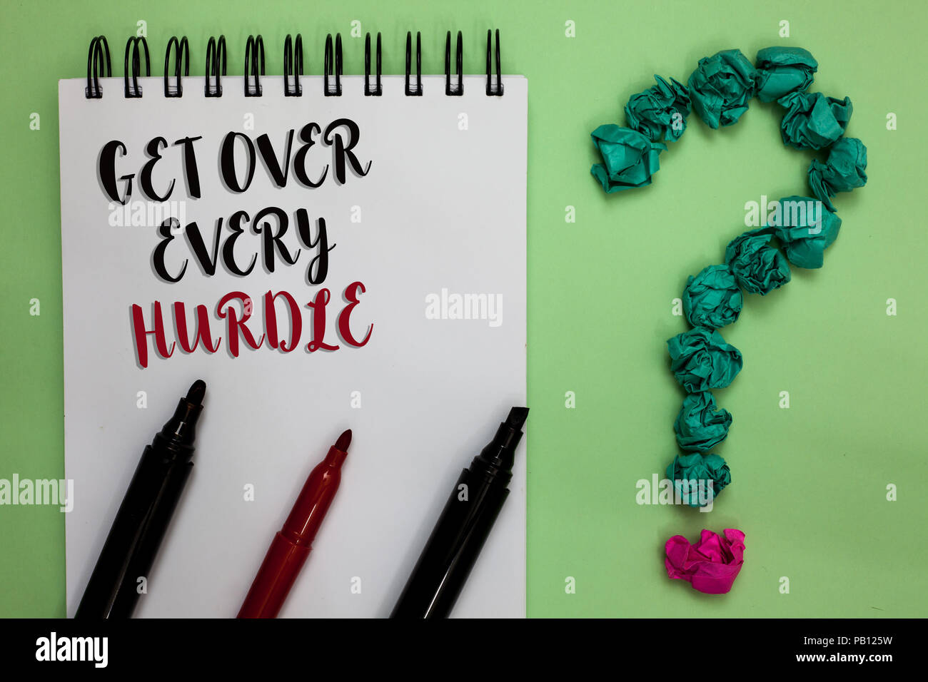 Conceptual hand writing showing Get Over Every Hurdle. Business photo ...