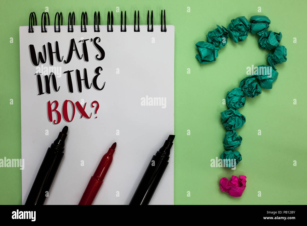 Conceptual hand writing showing What s is In The Box question. Business ...