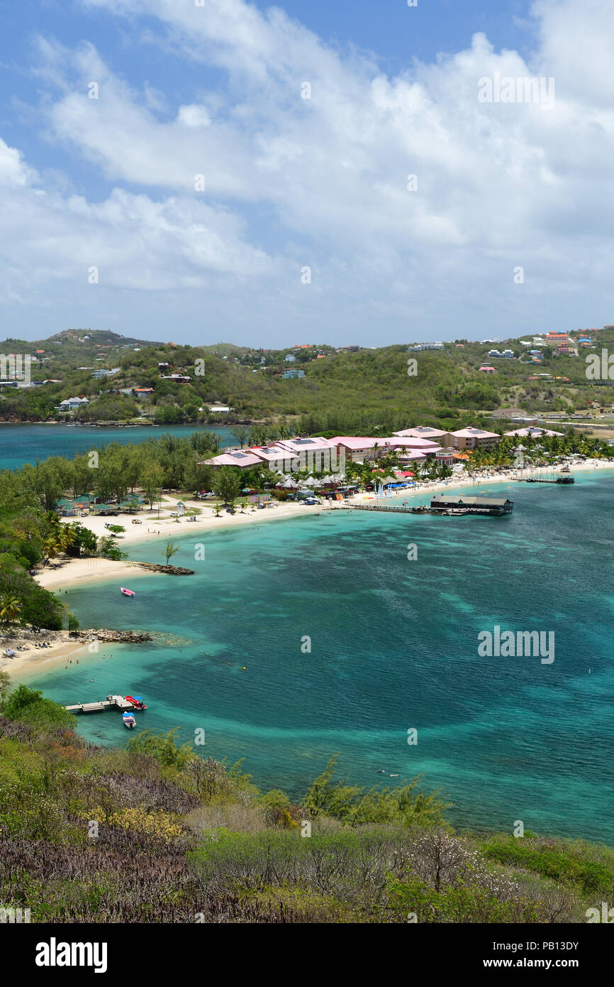 View from the top of Pigeon island of Rodney bay in Saint lucia Stock ...