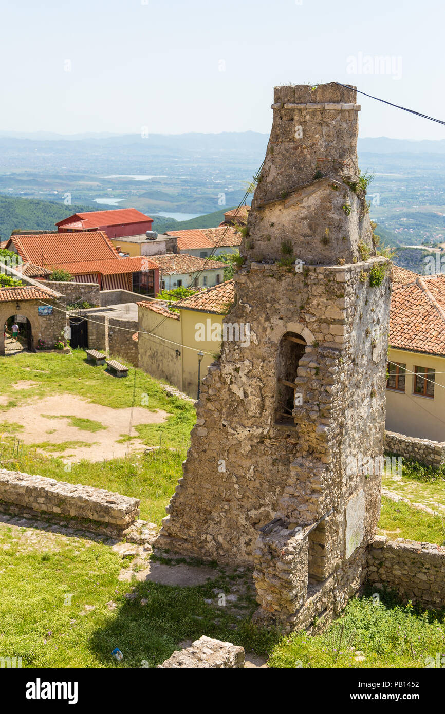 Kruja, Albania- 24 June 2014: Kruja Skanderbeg, Castle complex with ...