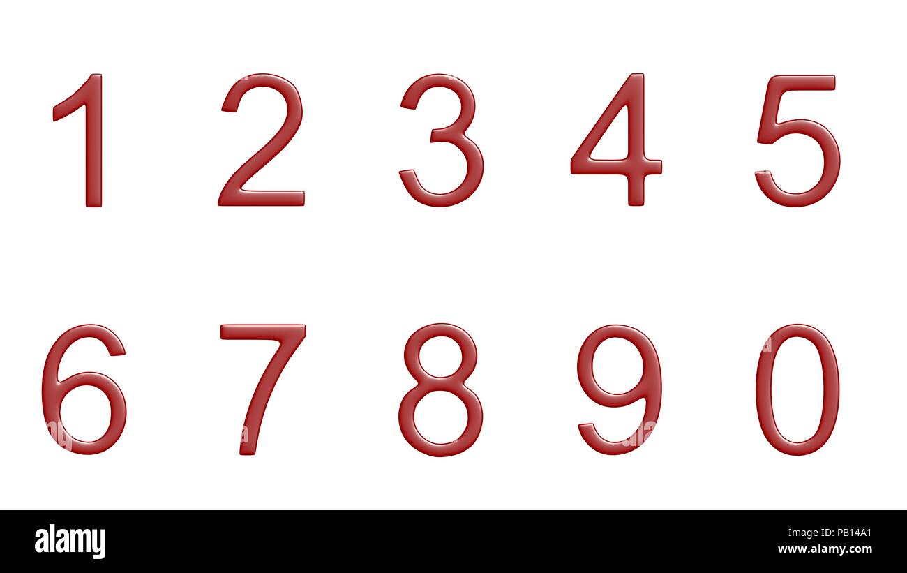 red numbers illustration on white background Stock Photo - Alamy