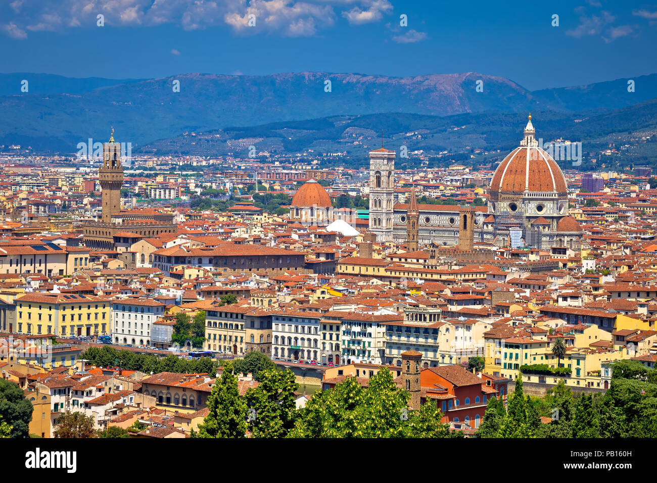 City of Florence aerial historic center view, Tuscany region of Italy ...