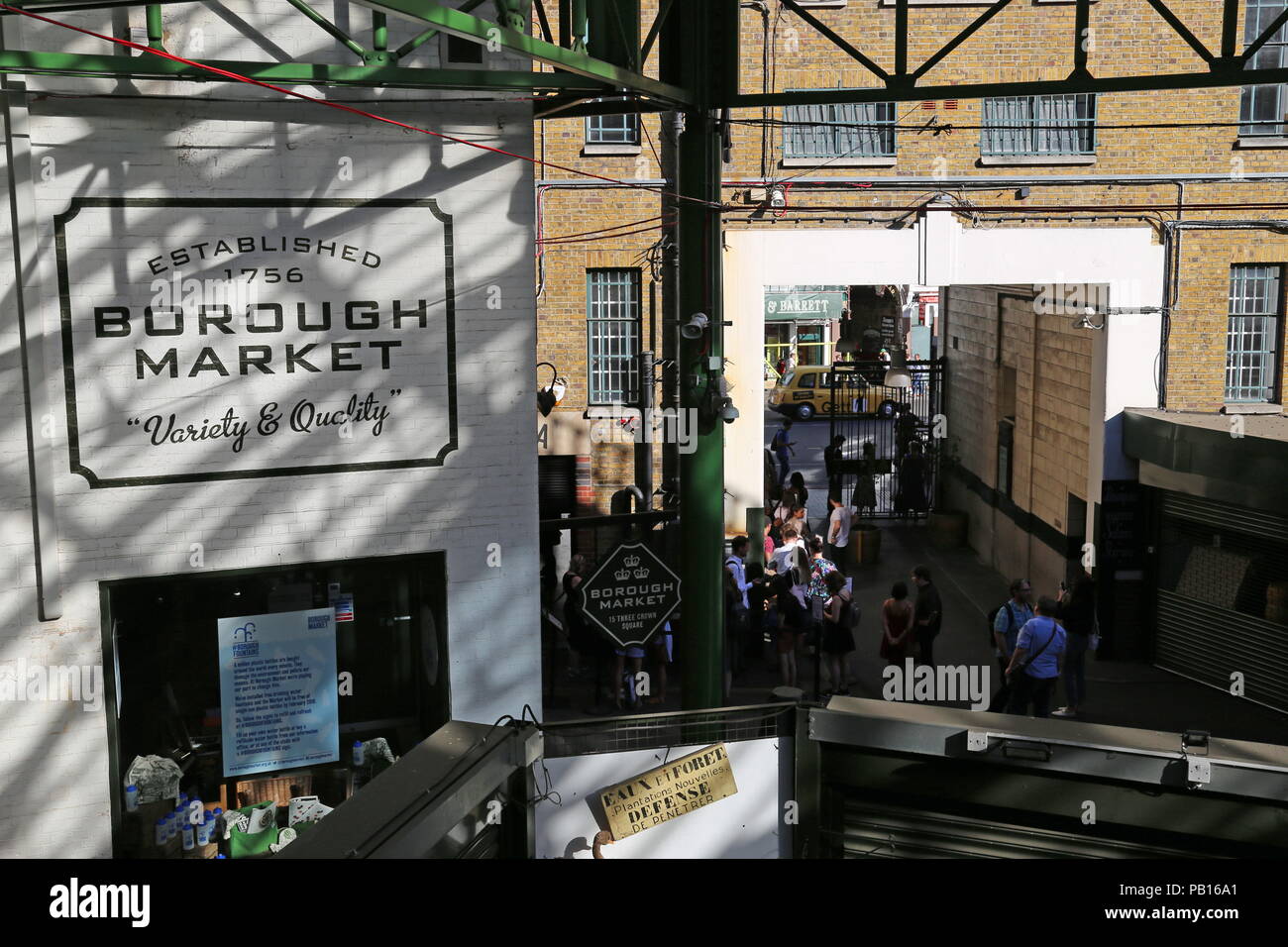 Sign painted on wall of Borough Market, London Borough of Southwark ...