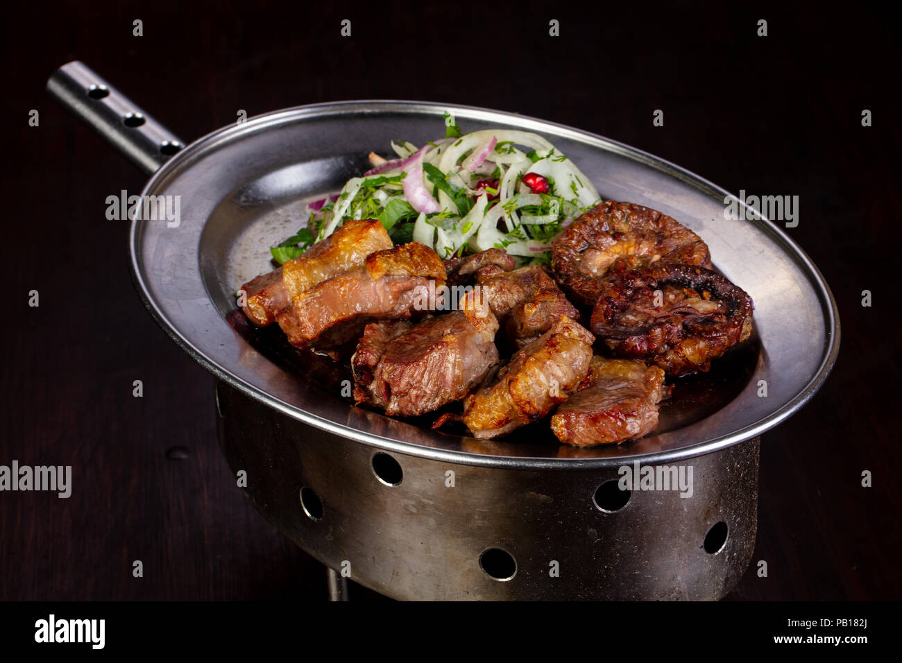 Grilled meat bbq plate mix Stock Photo - Alamy