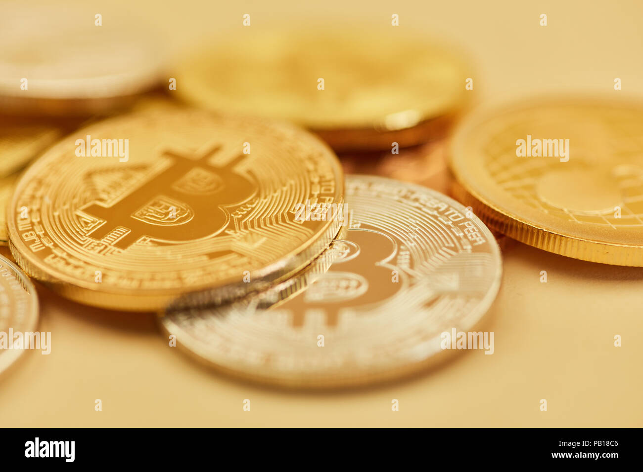 Pile gold bitcoin coins hi-res stock photography and images - Alamy