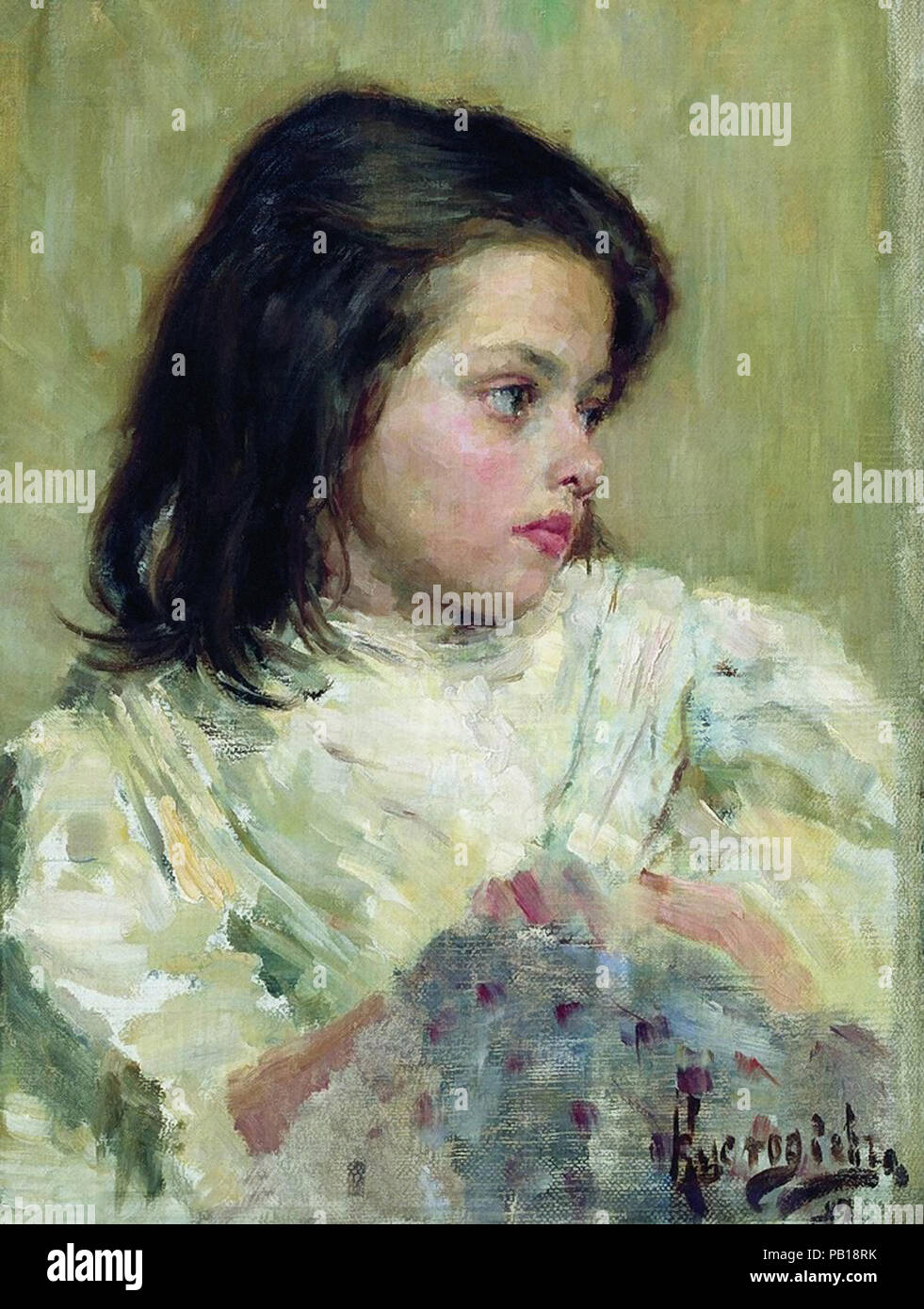 Kustodiev Boris - a Girl (Sketch Stock Photo - Alamy