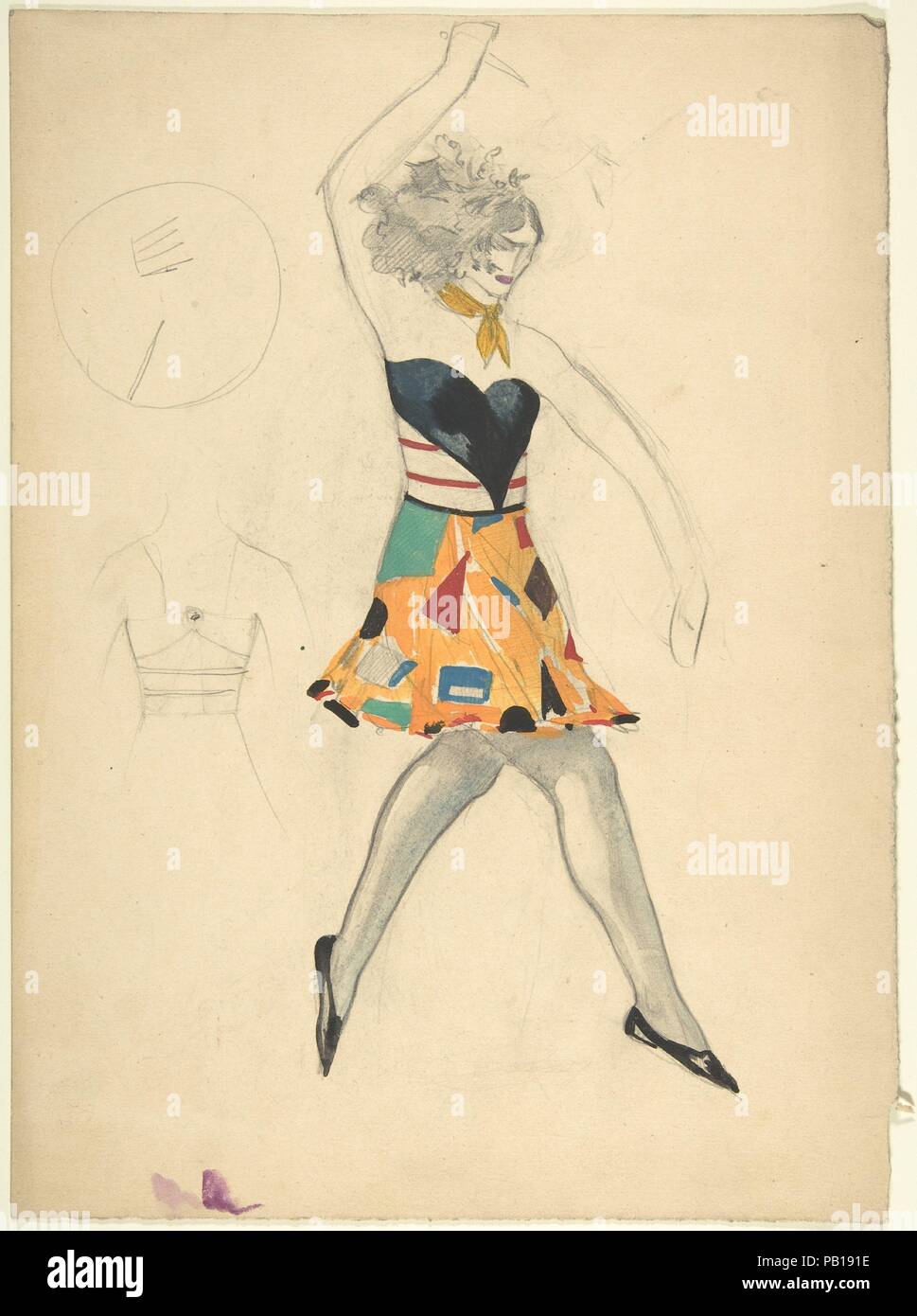 Female dancer in cubist costume holding a knife. Artist: Sergey ...