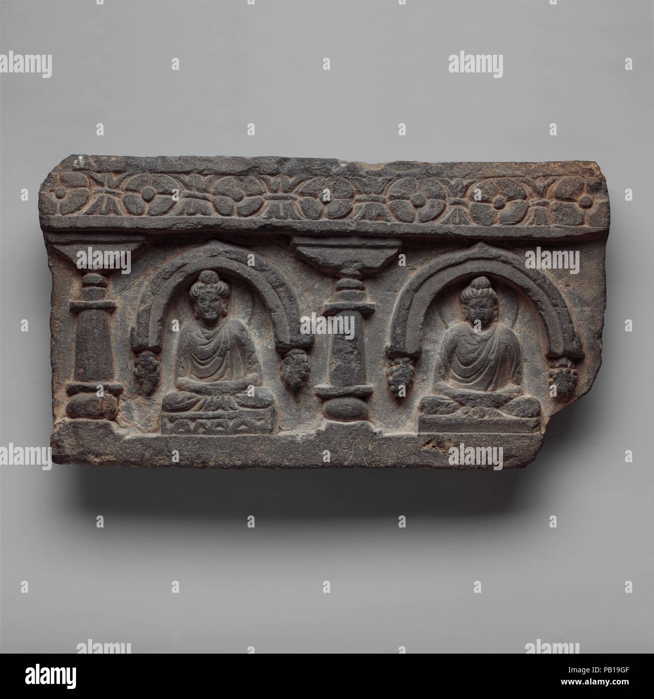 Frieze with Two Seated Buddhas. Culture: Pakistan (ancient region of ...