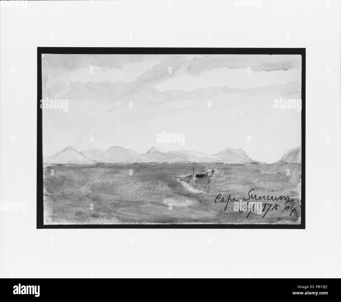 Cape Sunium (from Sketchbook). Artist: Mary Newbold Sargent (1826-1906). Dimensions: 5 1/4 x 8 1 ...