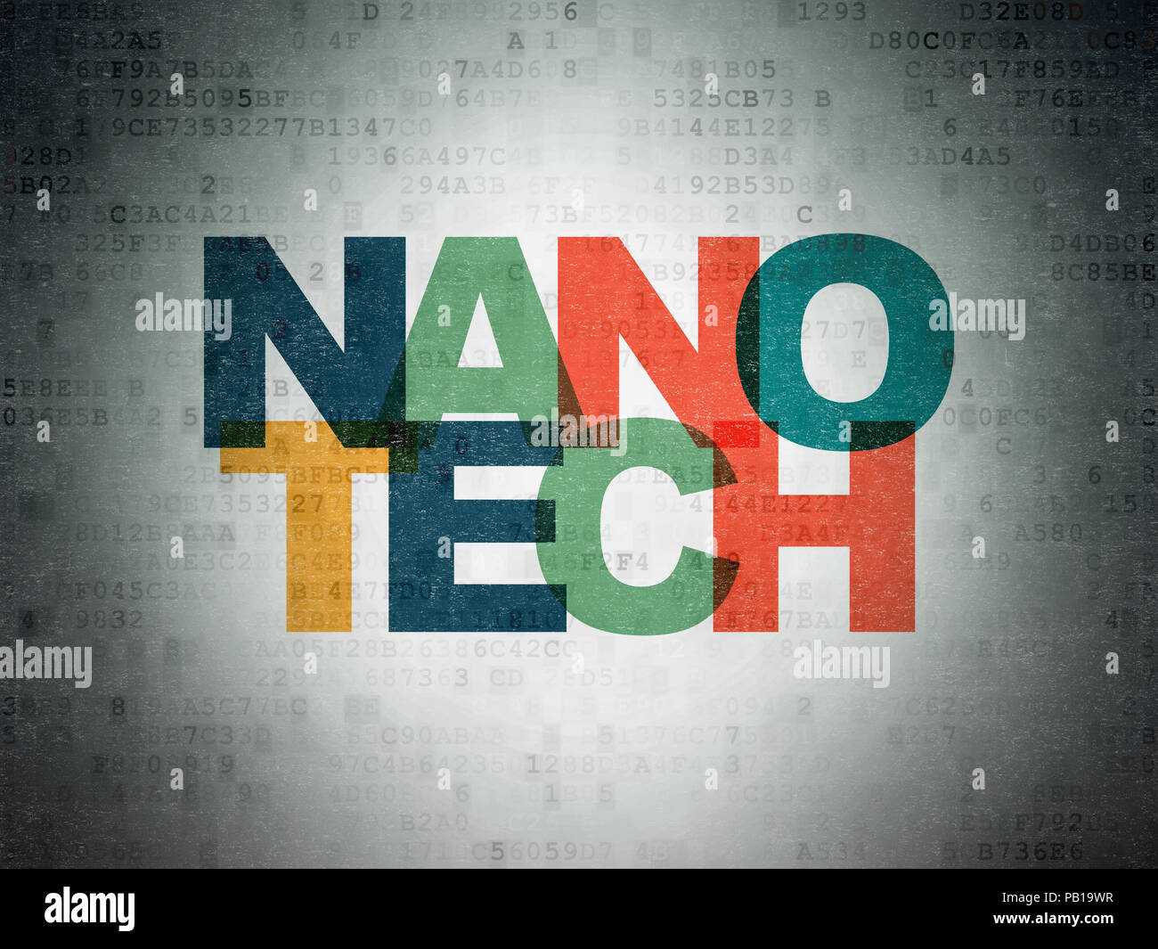 Science concept: Nanotech on Digital Data Paper background Stock Photo ...