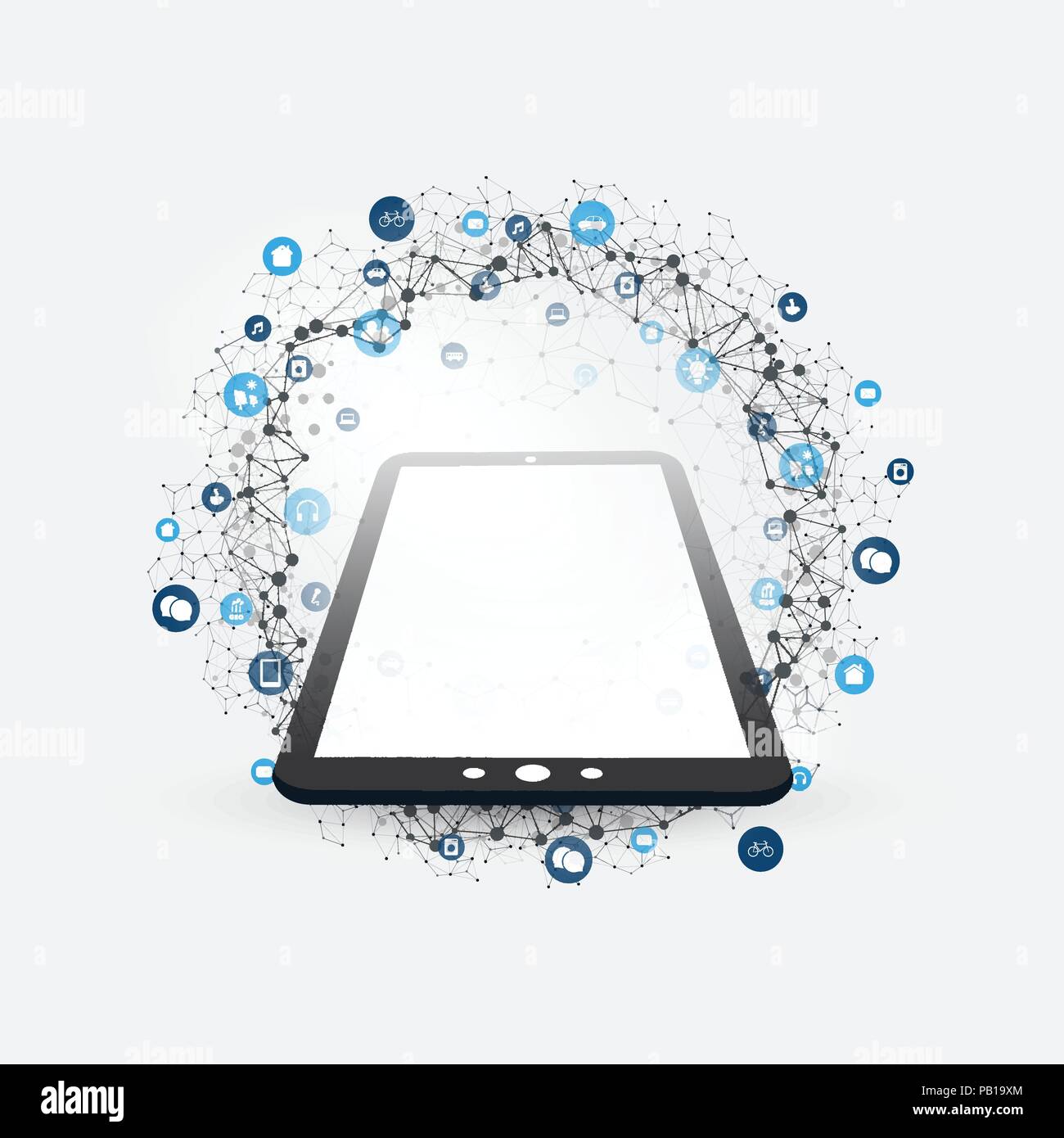 Internet of Things, Mobility, Cloud Computing Design Concept with Icons ...