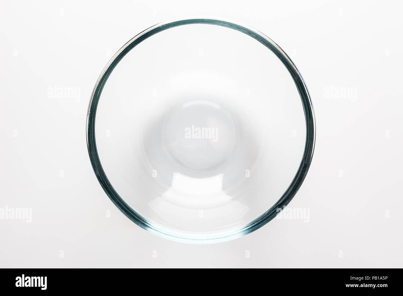 Glass transparent bowl on white background directly from above Stock ...