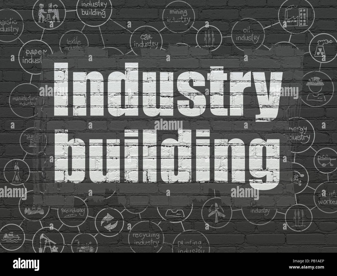 Industry concept: Industry Building on wall background Stock Photo - Alamy
