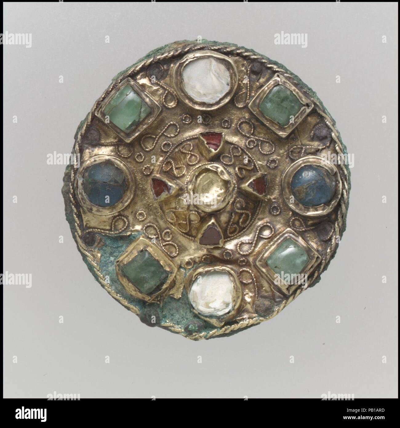Disk Brooch. Culture: Frankish. Dimensions: Overall: 1 3/4 x 5/8 in. (4 ...