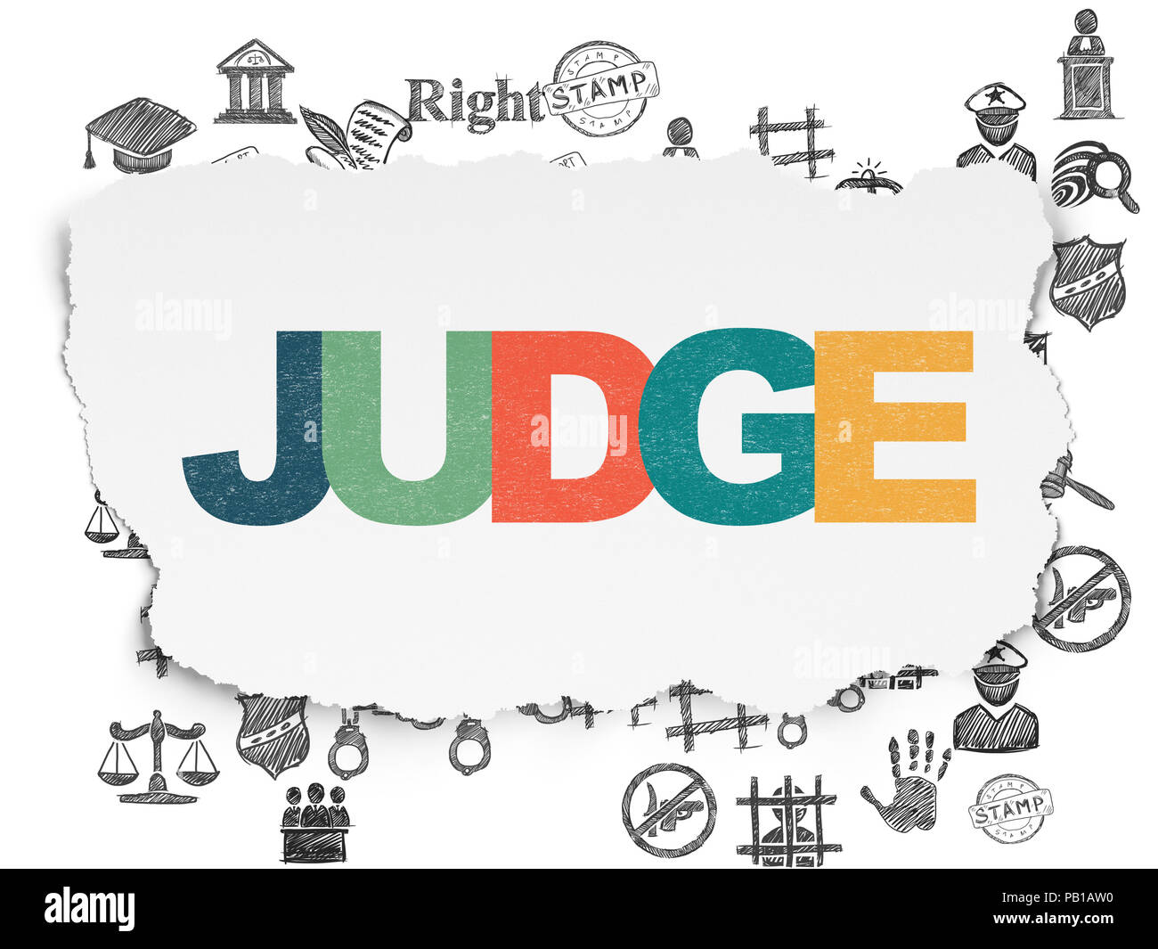 Law concept: Judge on Torn Paper background Stock Photo - Alamy