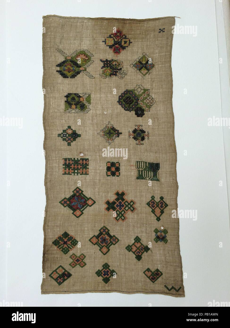 Embroidered spot sampler. Culture: British. Dimensions: 21 1/8 × 10 3/8 ...