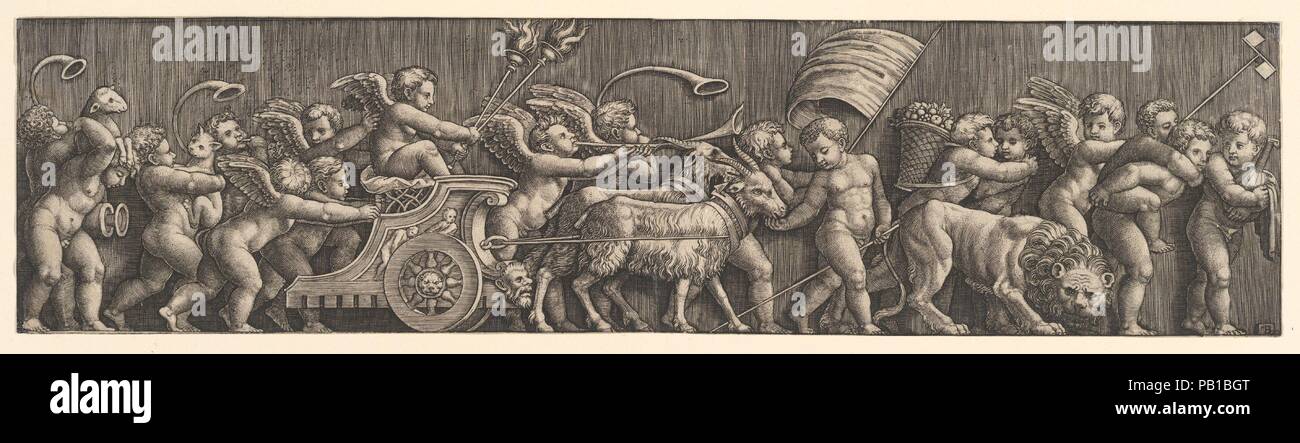 A frieze arrangement depcting the Triumph of Love; Cupid in a Chariot ...