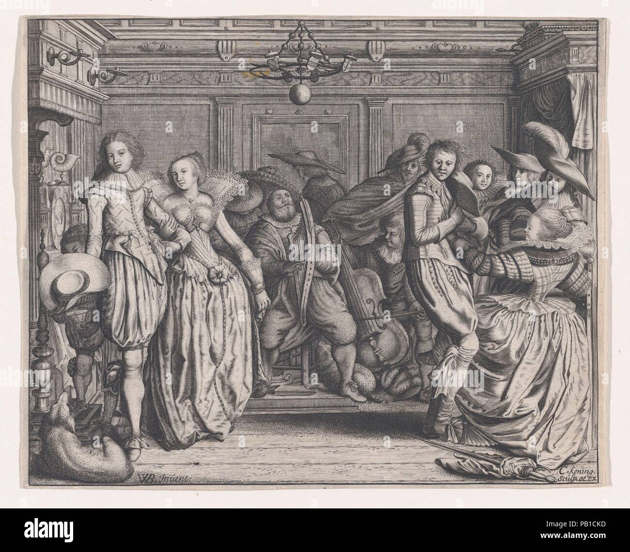 Interior with Dancing Couples and Musicians. Artist: Cornelis Koning ...