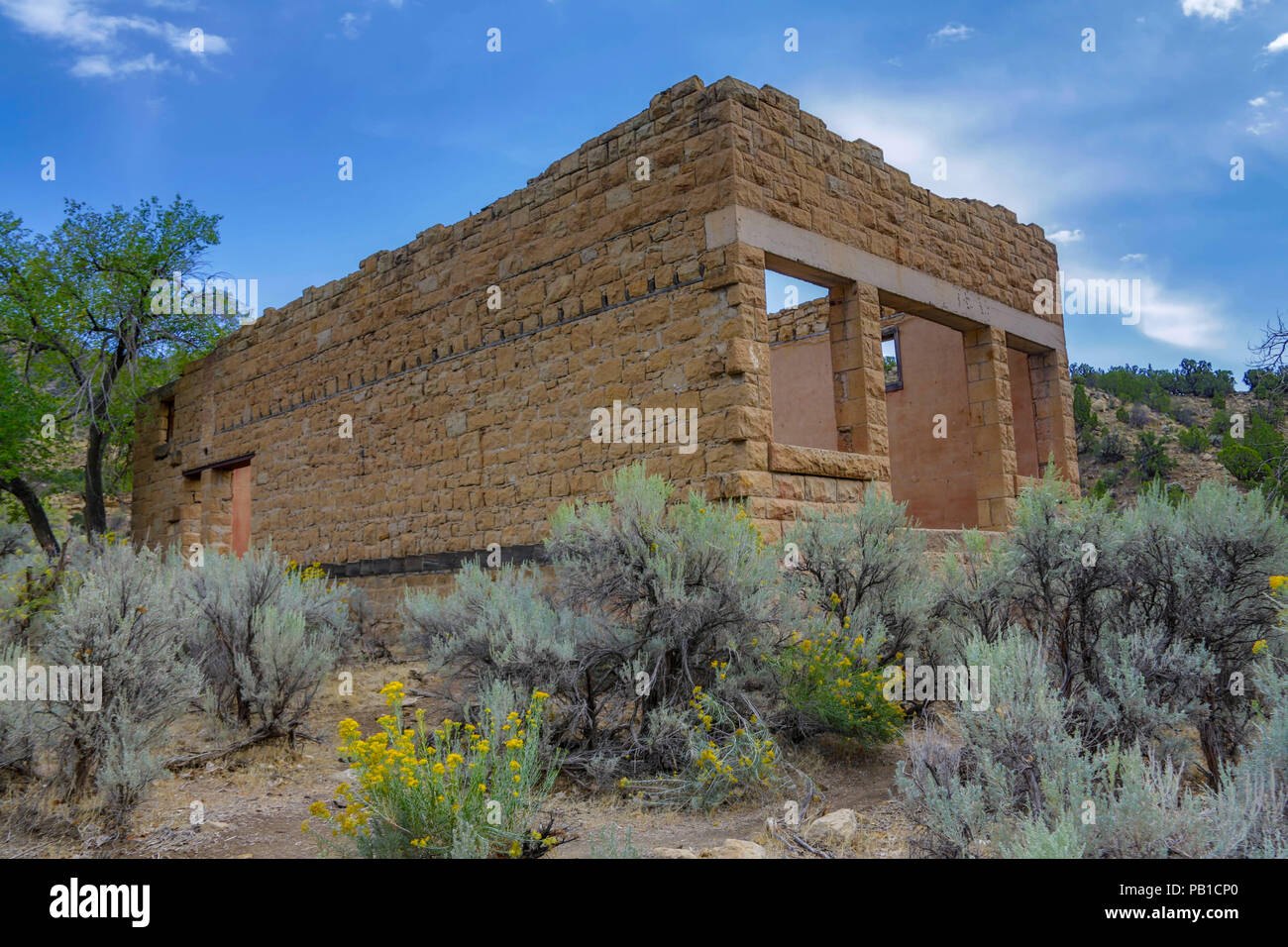 Ancient hotel and dance hall at the ghost town of Sego in Utah Stock ...