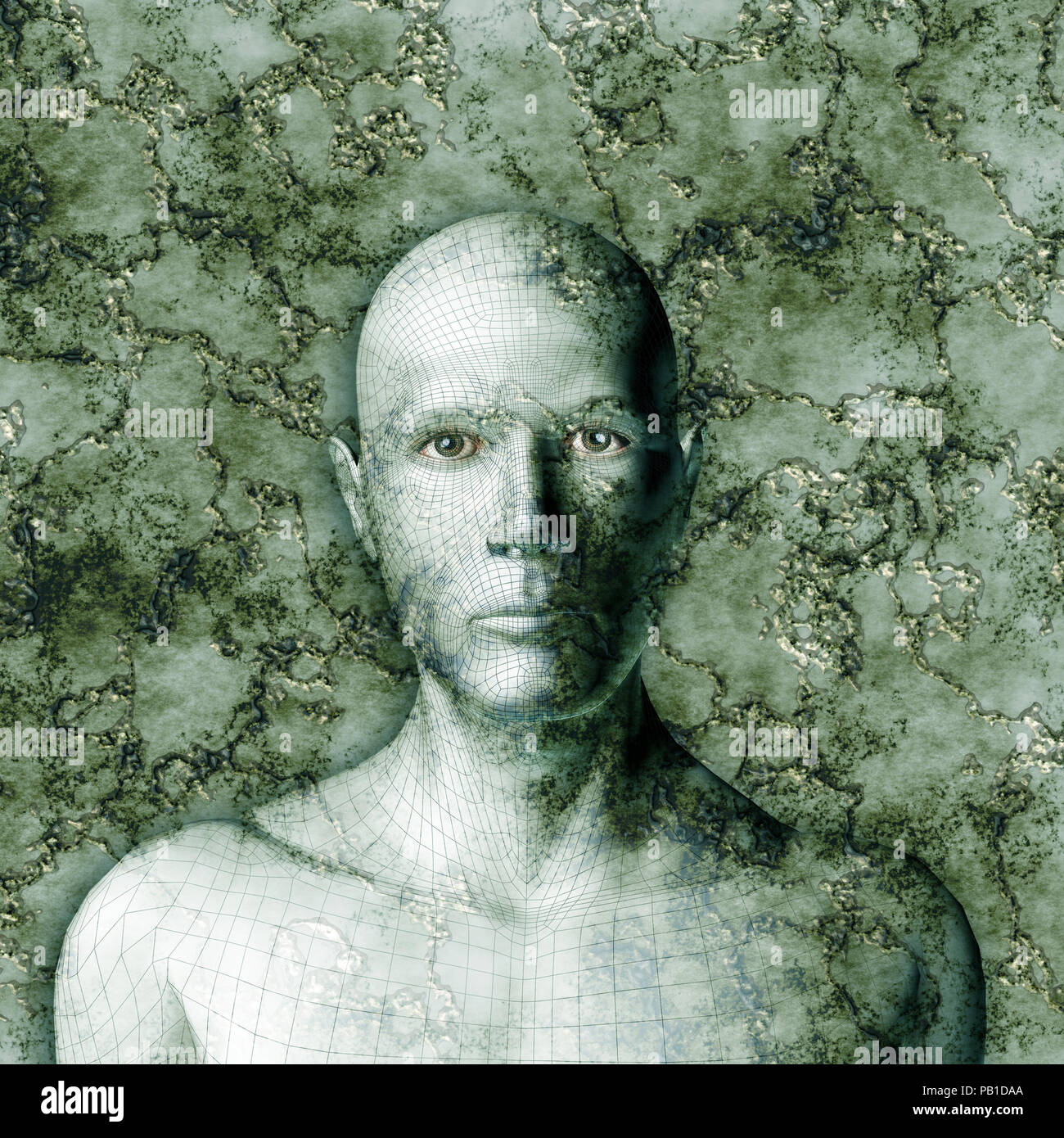 humanoid head and shoulder illustration for concept of future and ...