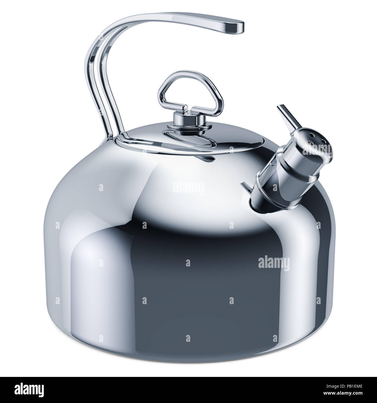 Big metallic kettle, 3D rendering isolated on white background Stock ...