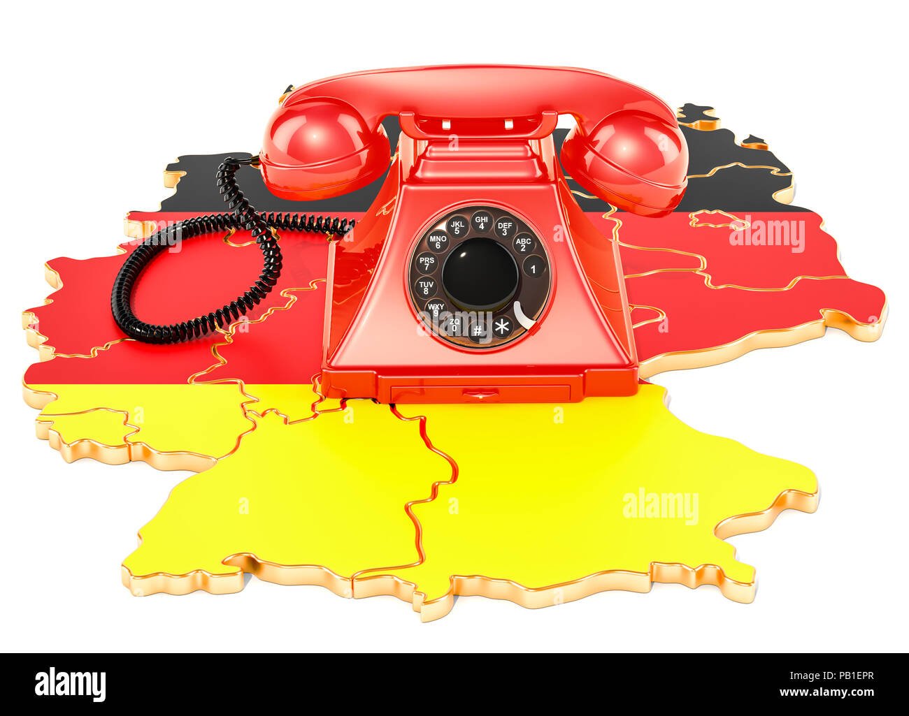 Communication services in Germany, 3D rendering isolated on white ...