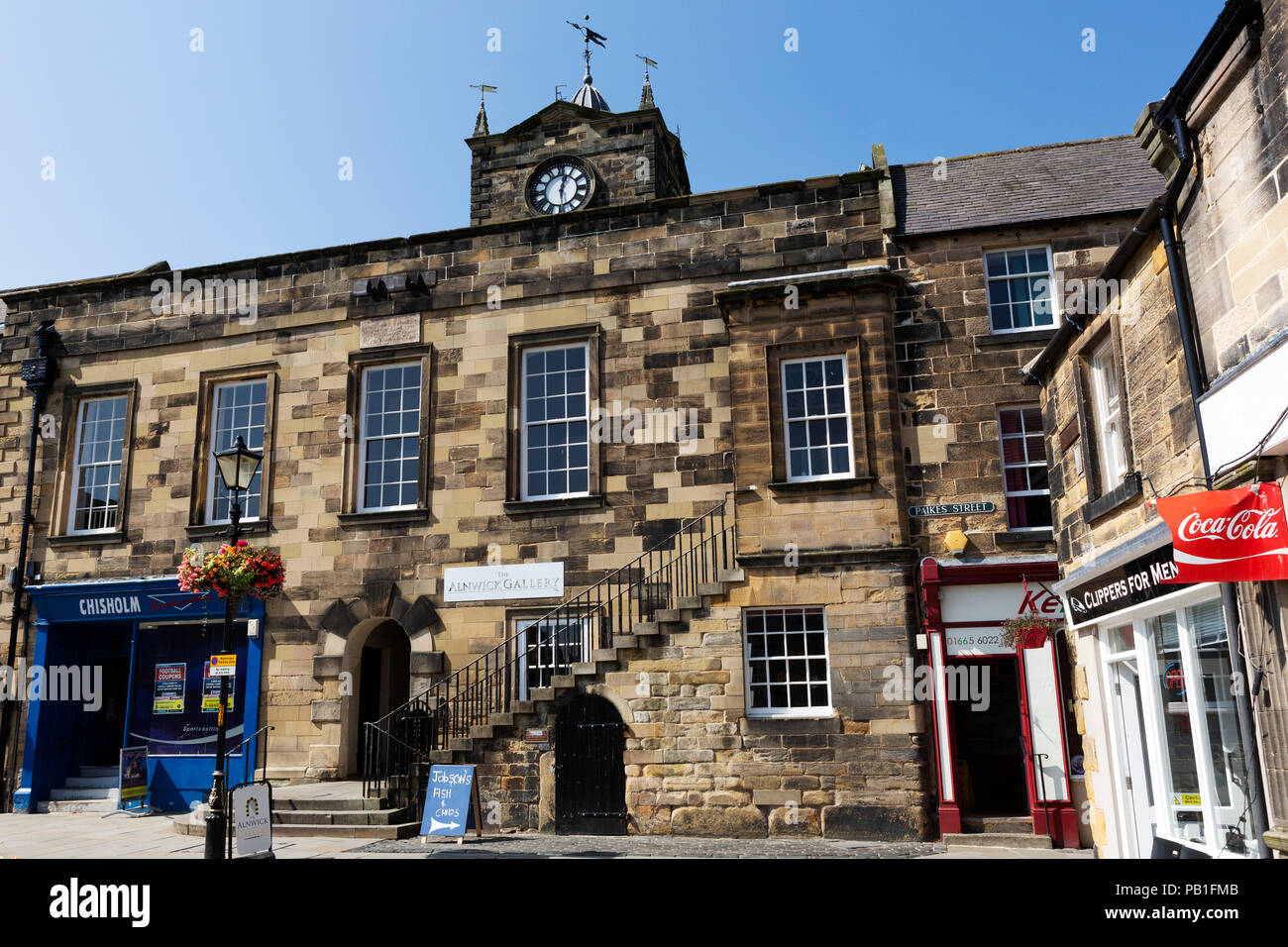 The Old Town Hall at Alnwick in Northumberland, England. The building ...