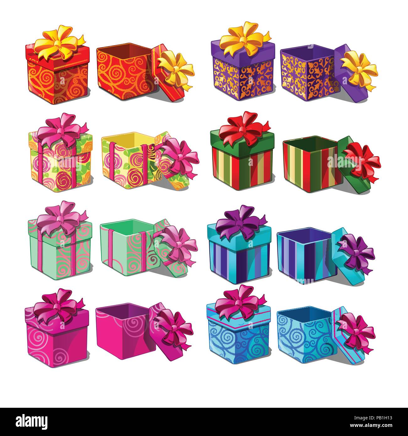 Big set of gift boxes isolated on white background. Vector cartoon ...