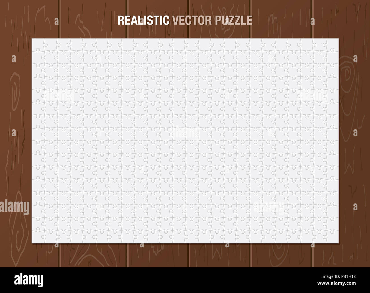 Realistic vector puzzle and wooden background Stock Photo - Alamy